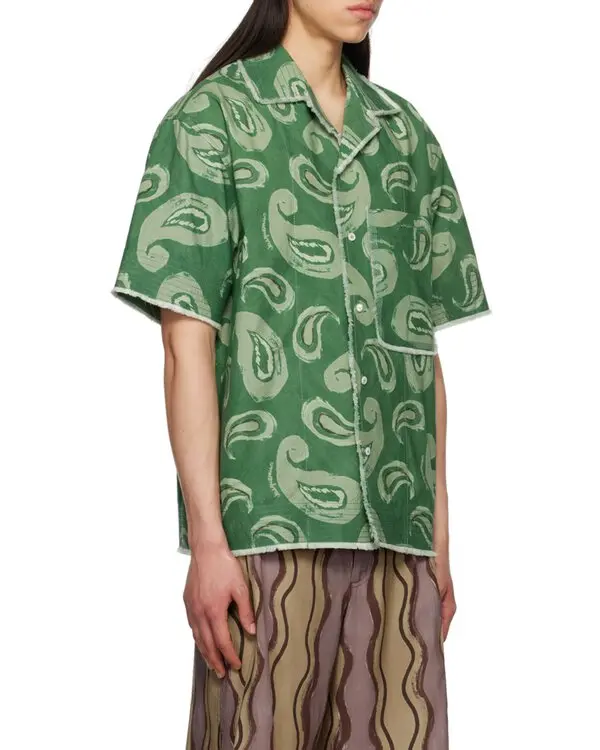 Jacquemus Artichaut Paisley-print Frayed-edge Shirt - Green