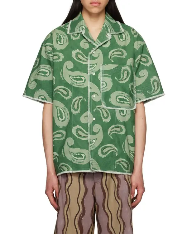 Jacquemus Artichaut Paisley-print Frayed-edge Shirt - Green