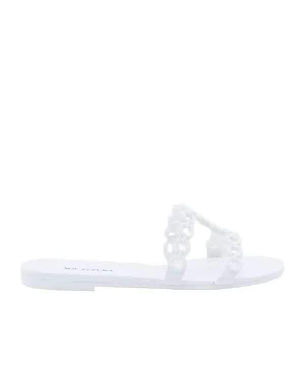 AQUAZZURA Chain Strap Flat Sandals - White