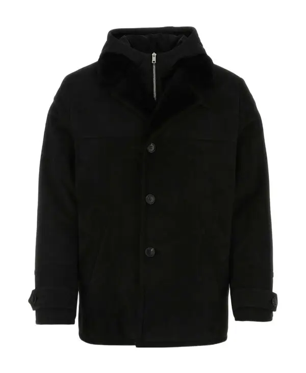 Prada High-neck Long-sleeved Jacket With Removable Hooded Vest