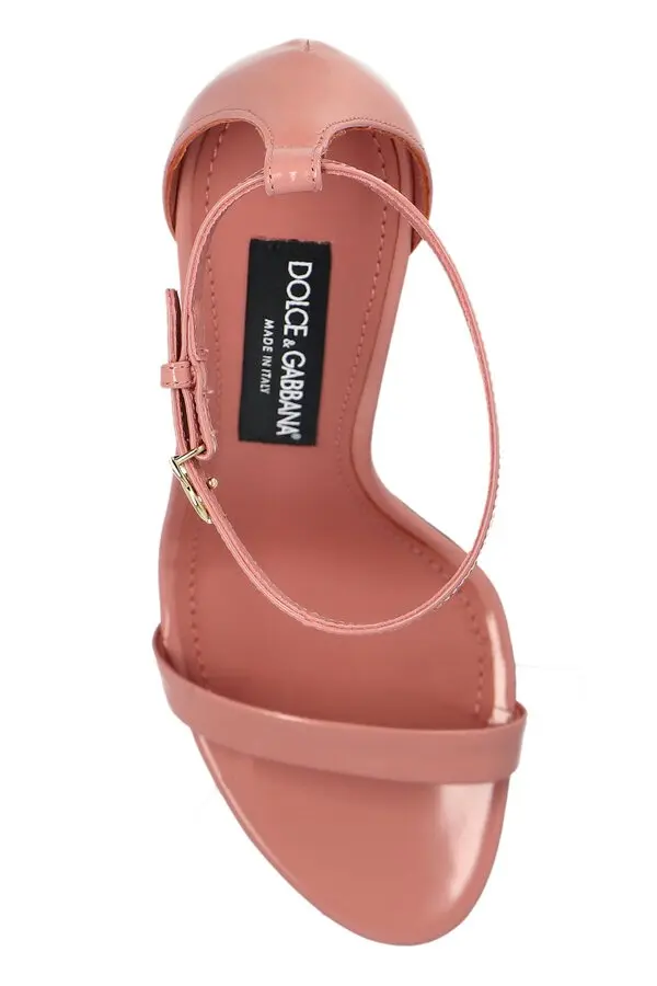 Dolce & Gabbana Dg Logo Plaque Stiletto Sandals - Pink