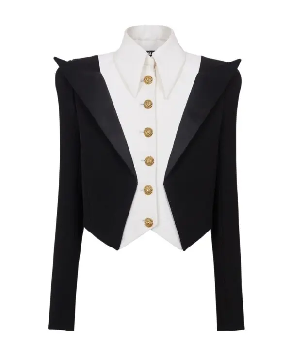 Balmain Cropped 6-button Crepe Jacket