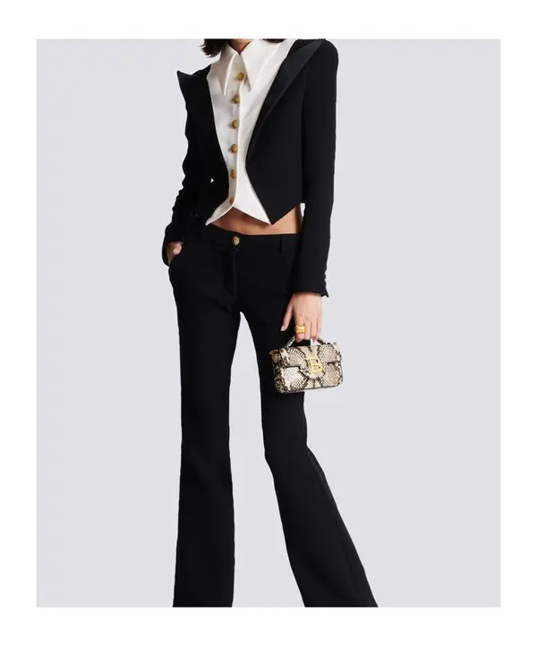 Balmain Cropped 6-button Crepe Jacket