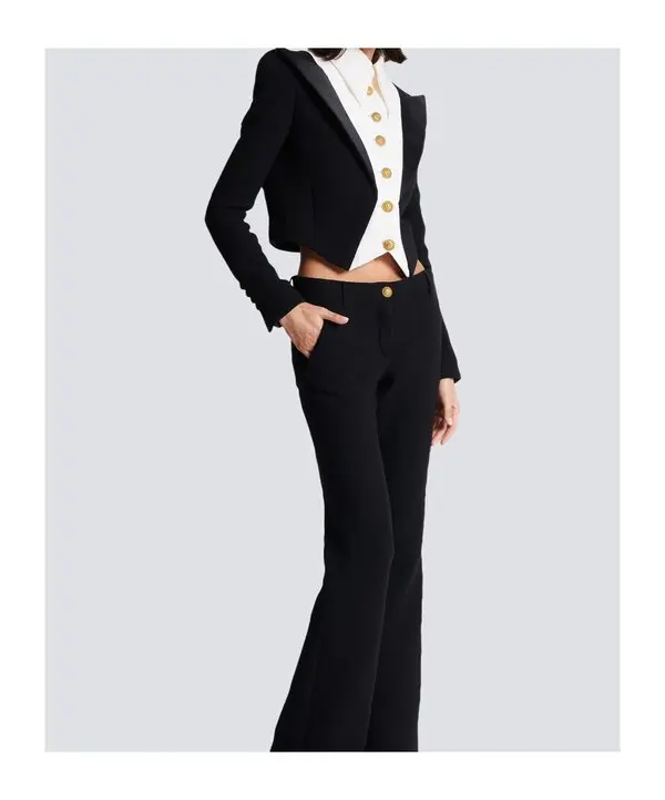 Balmain Cropped 6-button Crepe Jacket