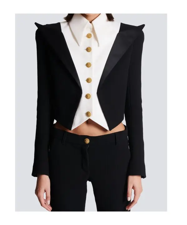 Balmain Cropped 6-button Crepe Jacket