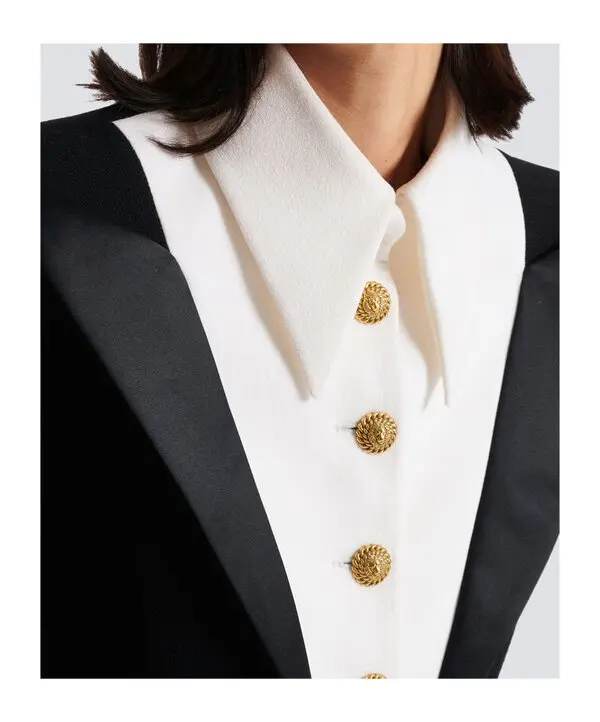 Balmain Cropped 6-button Crepe Jacket
