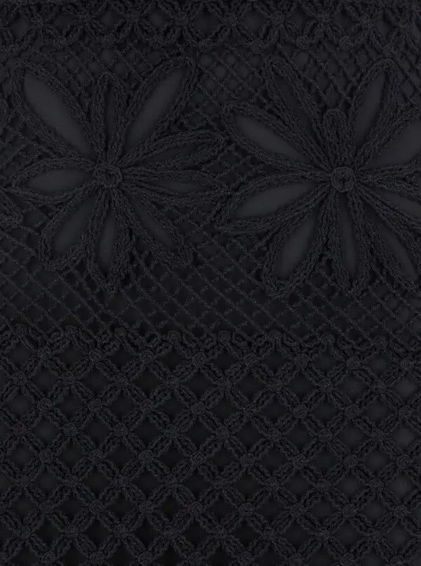 Pinko Crochet-knit Maxi Skirt With Floral Motif - Black