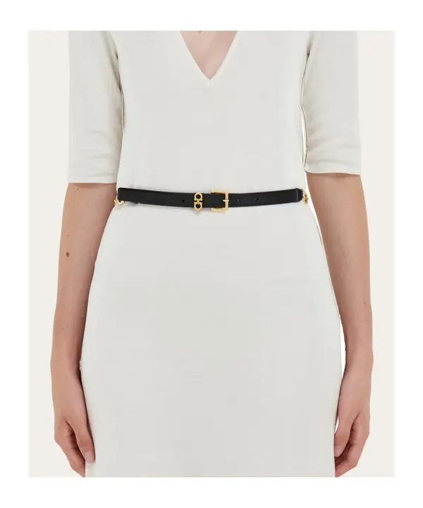 FERRAGAMO Gancini Chain Belt - Gold/black