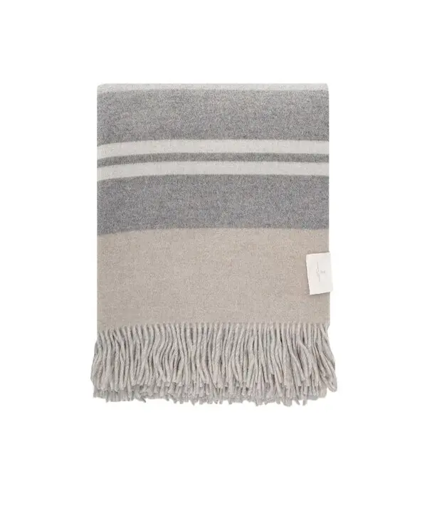 Brunello Cucinelli Colour-block Fringed Blanket - Gray