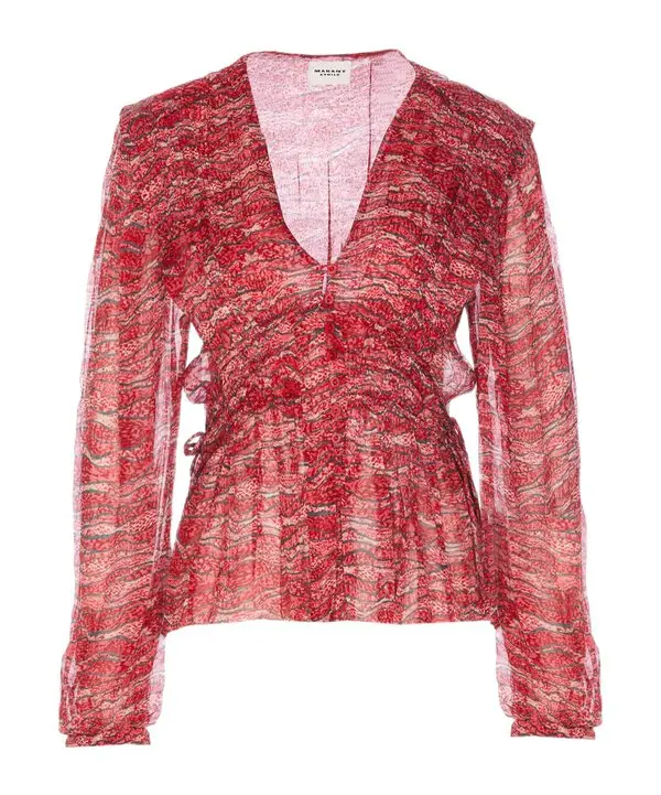 Isabel Marant Étoile V-neck Printed Long Sleeve Top