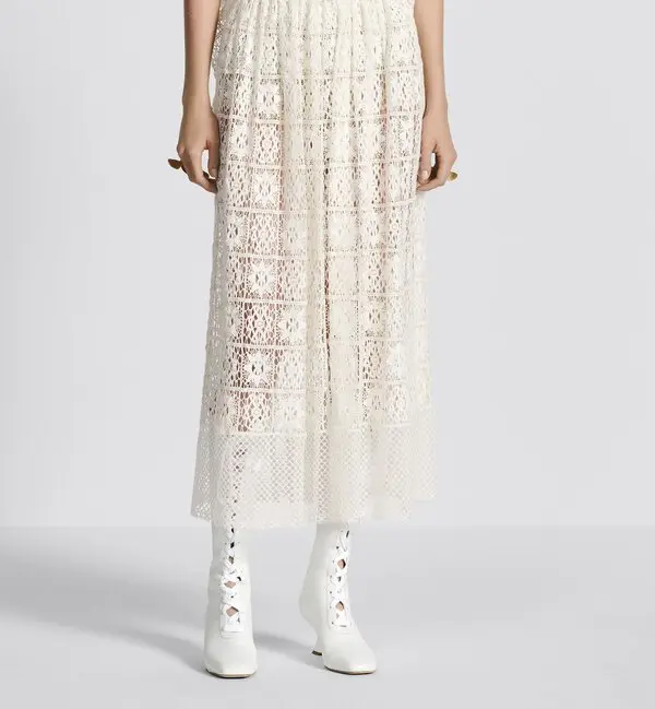 Dior Mid-length Flared Skirt With Lace Detail