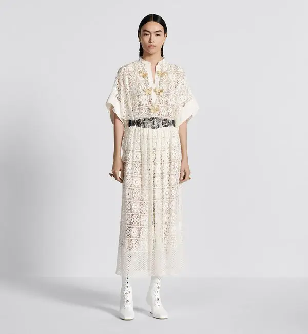 Dior Mid-length Flared Skirt With Lace Detail