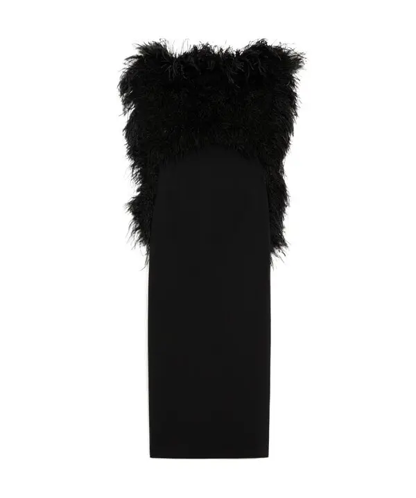 Sportmax Sleeveless Cut-out Feather-trimmed Dress