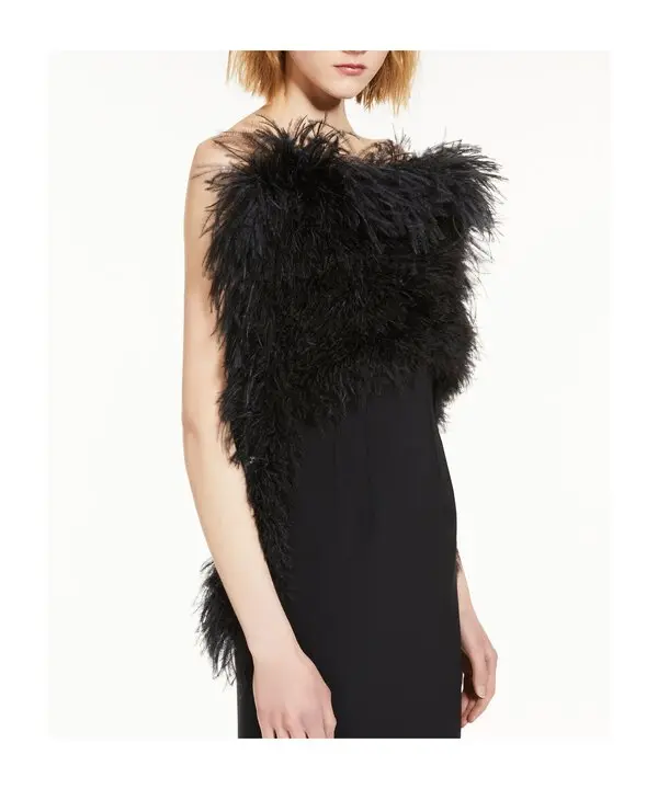 Sportmax Sleeveless Cut-out Feather-trimmed Dress