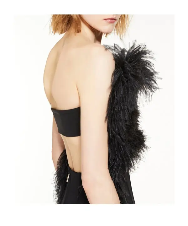 Sportmax Sleeveless Cut-out Feather-trimmed Dress