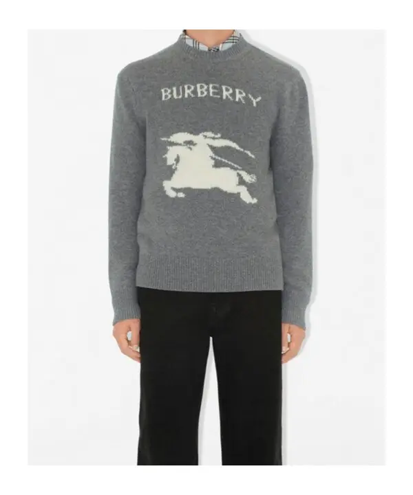 Burberry Ekd Intarsia-knit Crewneck Jumper - Grey