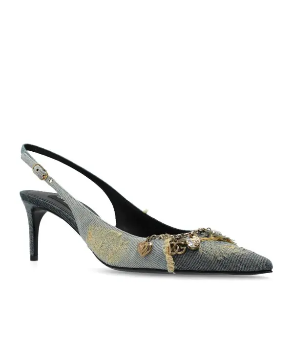 Dolce & Gabbana Embellished Pointed Toe Slingback Pumps