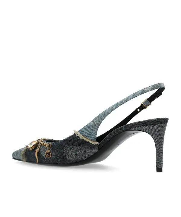 Dolce & Gabbana Embellished Pointed Toe Slingback Pumps