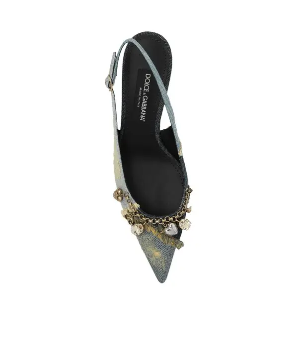 Dolce & Gabbana Embellished Pointed Toe Slingback Pumps
