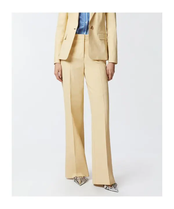 Pinko Stretch Pleated Wide-leg Trousers - Nude