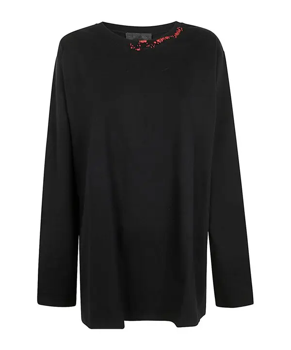 MARIA CALDERARA Bird Appliqué Round Neck Top