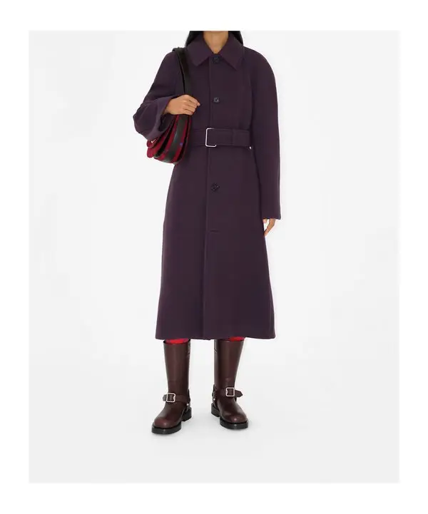 Burberry Single-breasted Belted Wool Coat