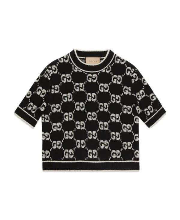 Gucci Gg Wool Bouclé Jacquard Top - Black
