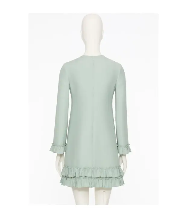 Valentino Garavani Embroidered Ruffled Long-sleeved Dress