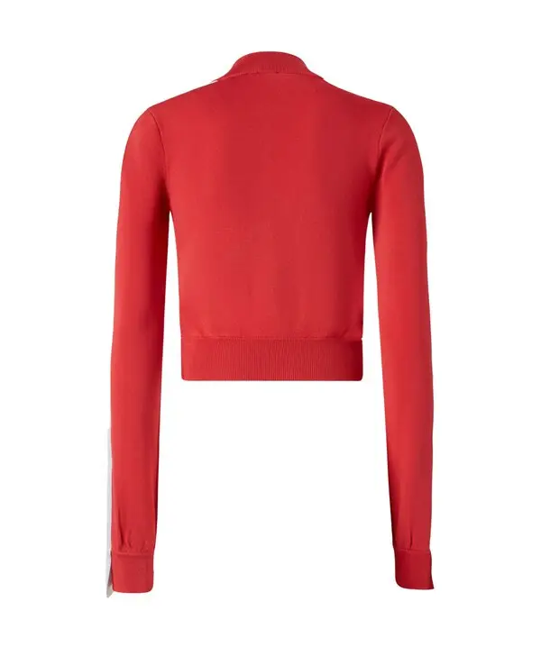 Pinko Cropped High Neck Zip-up T-shirt With Contrast Side Bands
