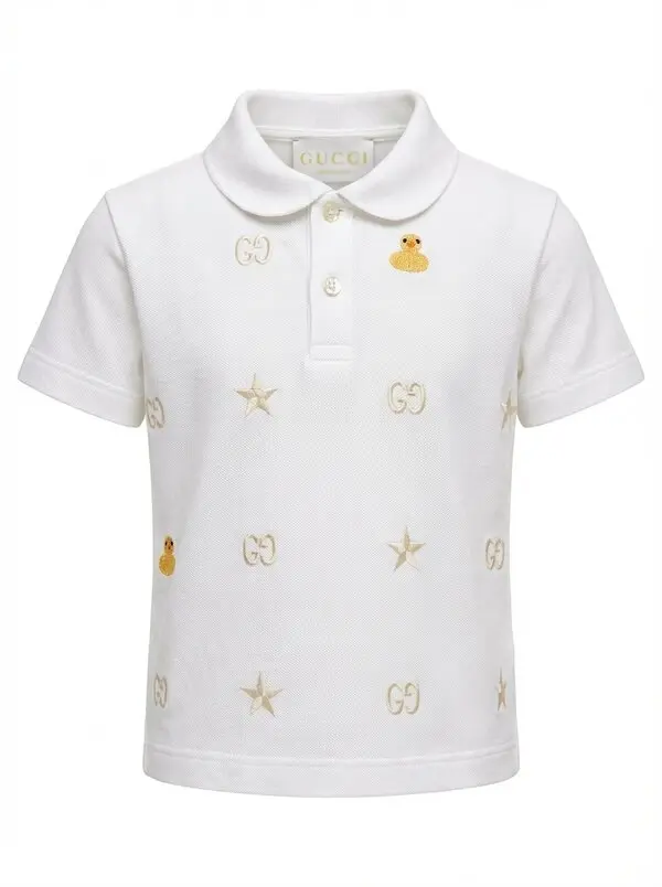 Gucci Embroidered Cotton Polo Shirt