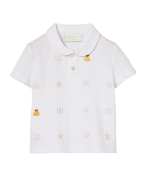 Gucci Embroidered Cotton Polo Shirt