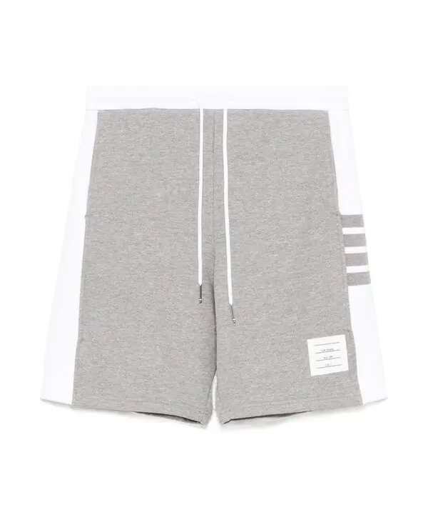Thom Browne Mid-rise Track Shorts With Drawstring - Light Gray