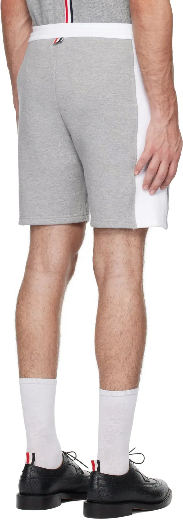 Thom Browne Mid-rise Track Shorts With Drawstring - Light Gray