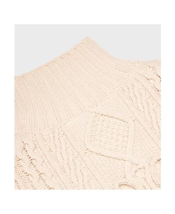 Celine High Neck Aran Cashmere Wool Sweater