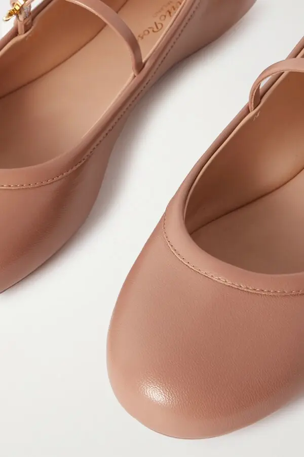 GIANVITO ROSSI Round Toe Ballet Flats With Thin Strap