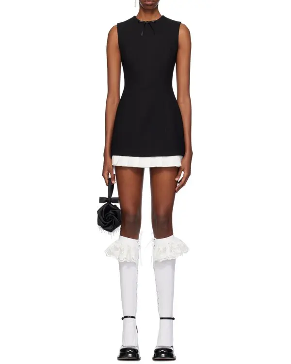 SHUSHU/TONG Sleeveless Dress With Knot And Twill Lotus Leaf Edge
