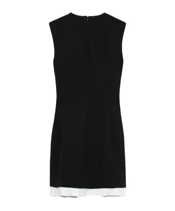 SHUSHU/TONG Sleeveless Dress With Knot And Twill Lotus Leaf Edge