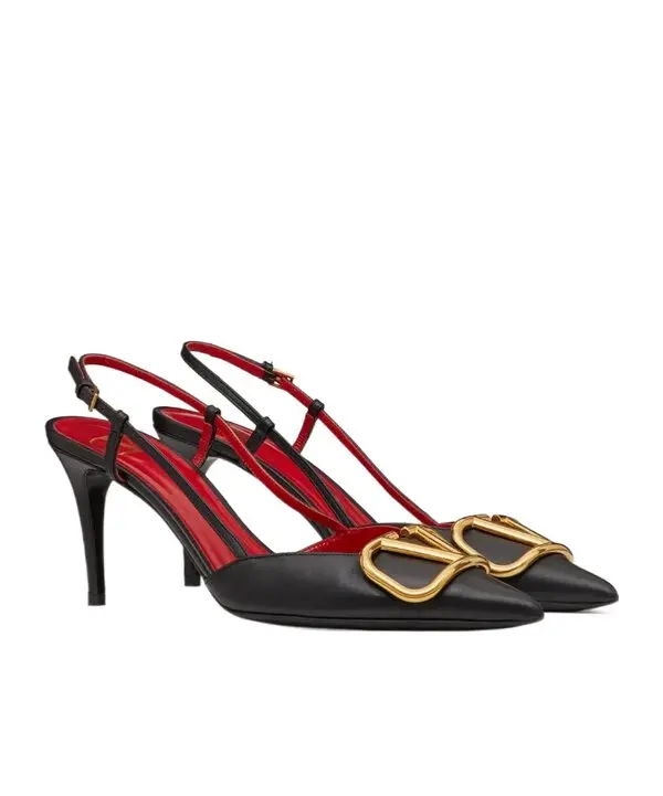 Valentino Garavani Vlogo Signature Pointed-toe Slingback Pumps - Black