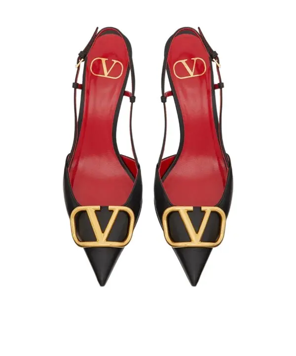 Valentino Garavani Vlogo Signature Pointed-toe Slingback Pumps - Black