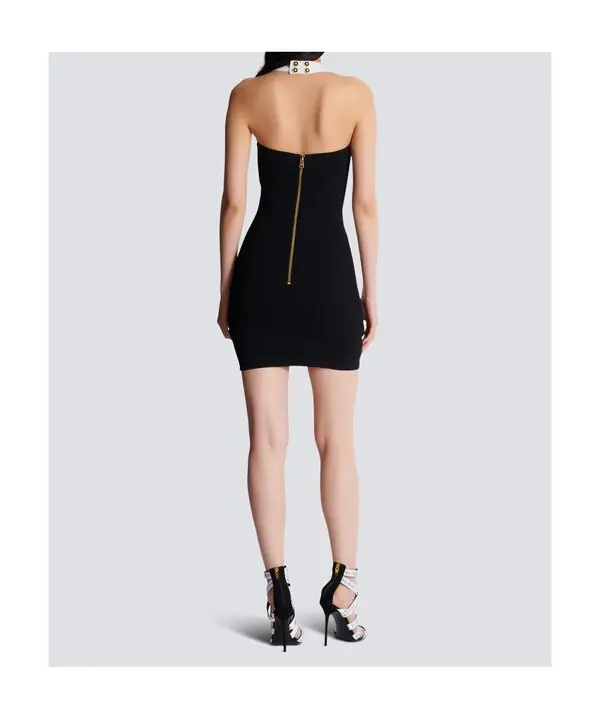 Balmain Halterneck Knitted Mini Dress - Black