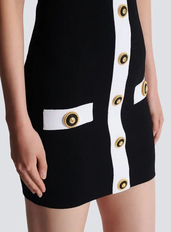 Balmain Halterneck Knitted Mini Dress - Black