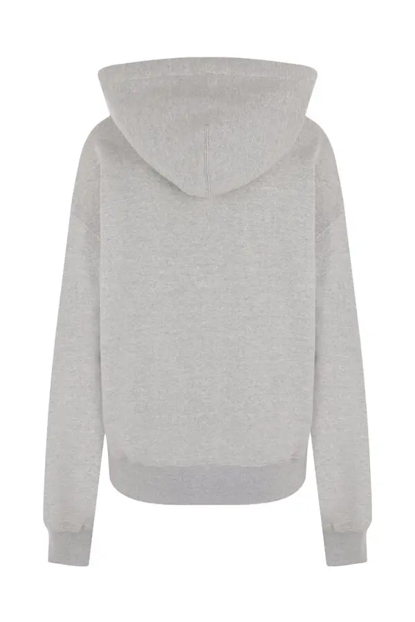 JIL SANDER Logo Patch Drawstring Hoodie - Grey