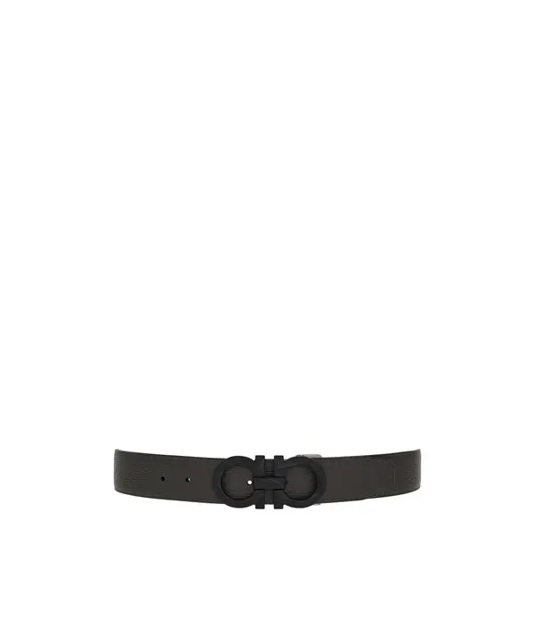 FERRAGAMO Reversible Gancini Belt - Black/dark Rain
