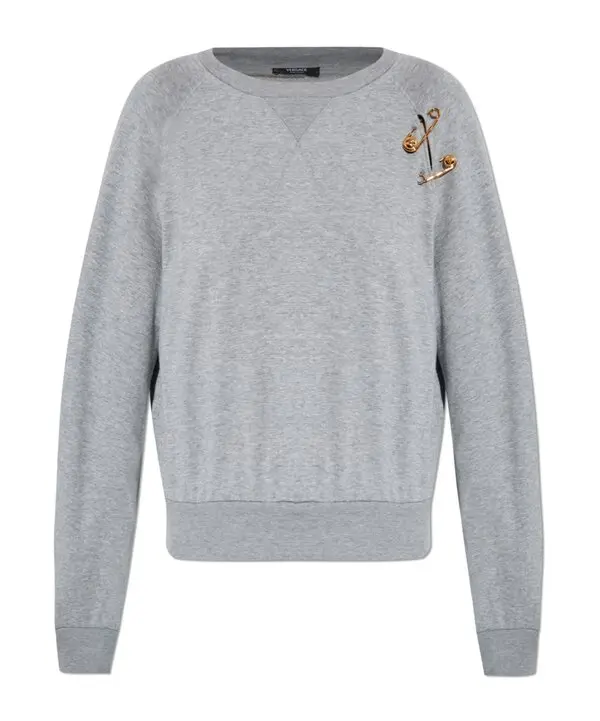 Versace Safety Pin Detailed Crewneck Sweatshirt