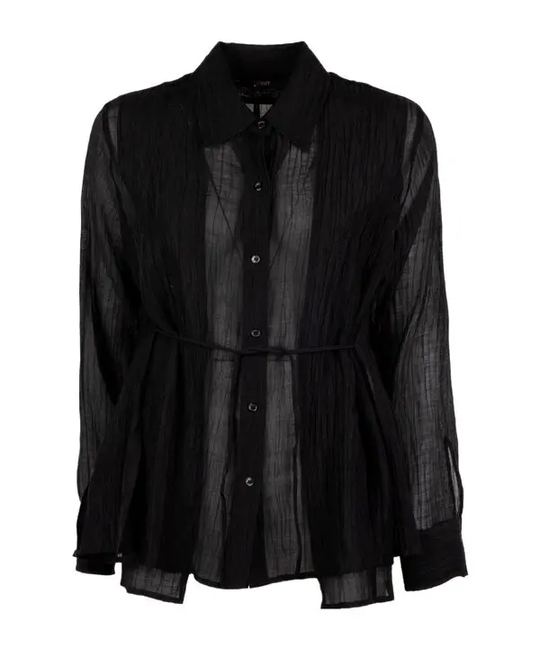 Seventy Crinkled-finish Belted Shirt