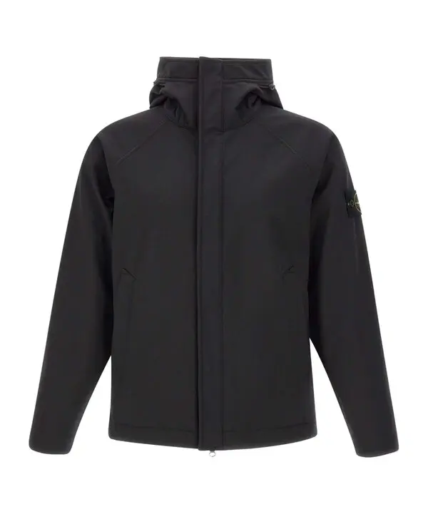 Stone Island Softshell Hooded Parka - Black