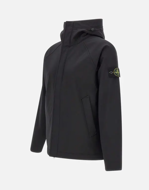 Stone Island Softshell Hooded Parka - Black