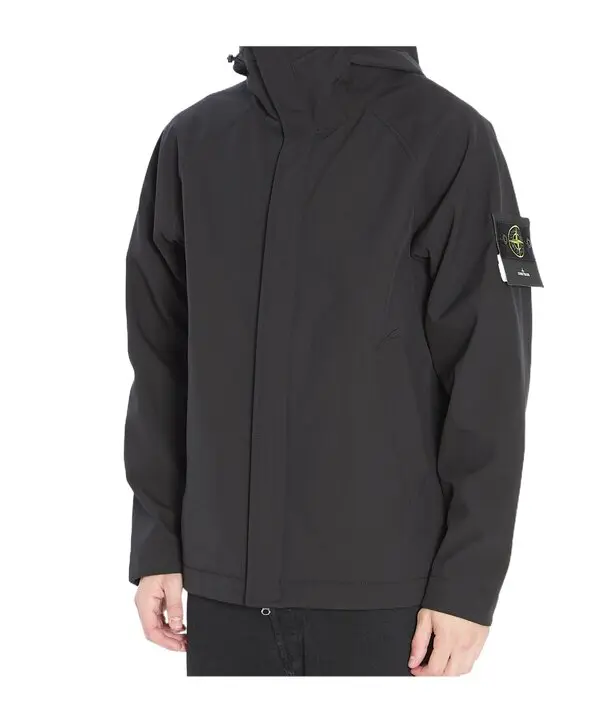Stone Island Softshell Hooded Parka - Black