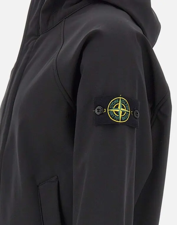 Stone Island Softshell Hooded Parka - Black
