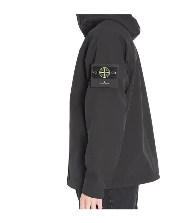 Stone Island Softshell Hooded Parka - Black